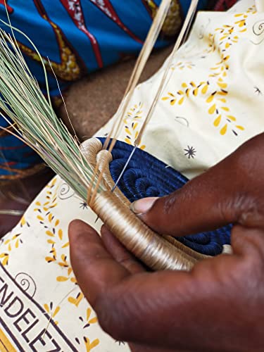 Large Hand Woven African Basket - 12 Inches Sweetgrass Basket - Woven Bowl - Handmade in Rwanda, RB241