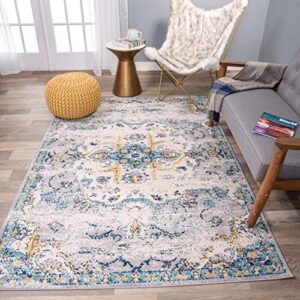 rugshop bohemian distressed design area rug 5′ x 7′ blue