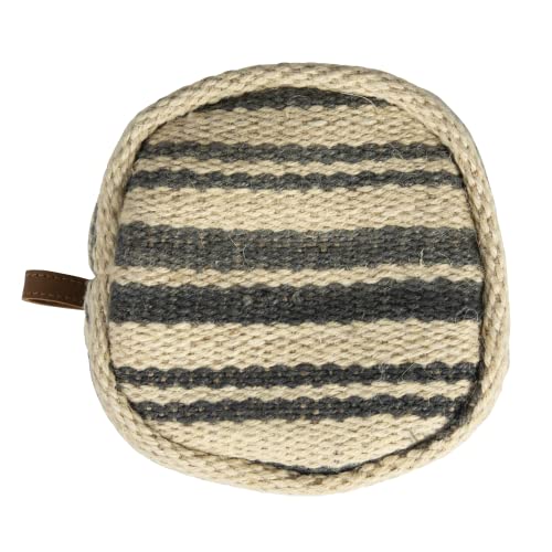 Creative Co-Op DA8007-1 Cream & Blue Striped Jute Wall Baskets with Leather Loops (Set of 2 Sizes), 2 Count