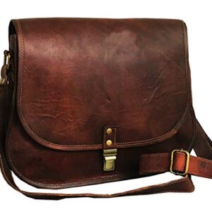 cuero 14 Inch Leather Crossbody Satchel Ladies Purse Women Shoulder Bag Tote Travel Purse Genuine Leather (brown)