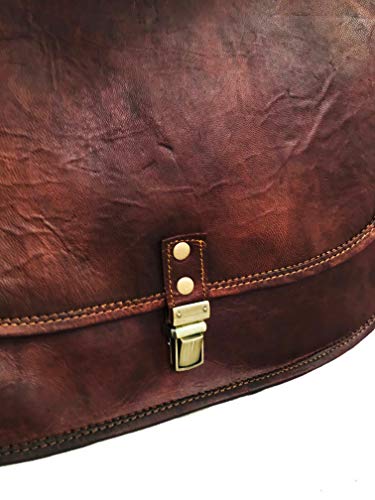 cuero 14 Inch Leather Crossbody Satchel Ladies Purse Women Shoulder Bag Tote Travel Purse Genuine Leather (brown)