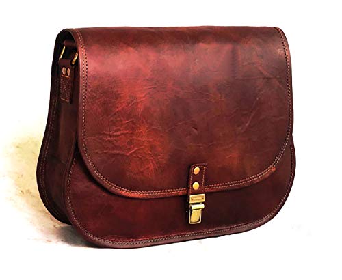 cuero 14 Inch Leather Crossbody Satchel Ladies Purse Women Shoulder Bag Tote Travel Purse Genuine Leather (brown)