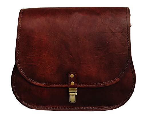 cuero 14 Inch Leather Crossbody Satchel Ladies Purse Women Shoulder Bag Tote Travel Purse Genuine Leather (brown)