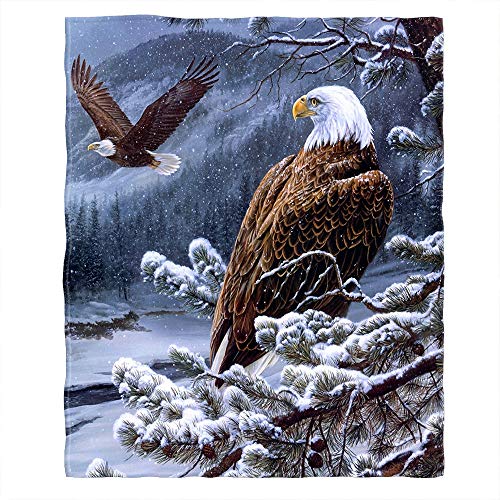 Moslion Soft Cozy Throw Blanket Bald Eagle Fuzzy Warm Couch/Bed Blanket for Adult/Youth Polyester 60 X 80 Inches(Home/Travel/Camping Applicable)