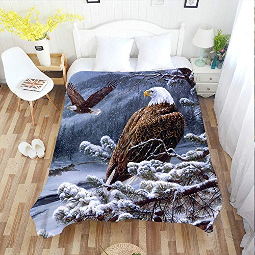 Moslion Soft Cozy Throw Blanket Bald Eagle Fuzzy Warm Couch/Bed Blanket for Adult/Youth Polyester 60 X 80 Inches(Home/Travel/Camping Applicable)