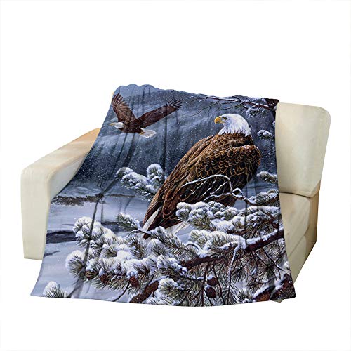 Moslion Soft Cozy Throw Blanket Bald Eagle Fuzzy Warm Couch/Bed Blanket for Adult/Youth Polyester 60 X 80 Inches(Home/Travel/Camping Applicable)