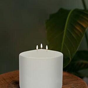 HYOOLA White Three Wick Large Candle - 6 x 6 Inch - Unscented Big Pillar Candles - 146 Hour - European Made