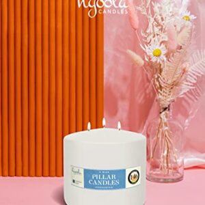 HYOOLA White Three Wick Large Candle - 6 x 6 Inch - Unscented Big Pillar Candles - 146 Hour - European Made