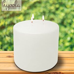 HYOOLA White Three Wick Large Candle - 6 x 6 Inch - Unscented Big Pillar Candles - 146 Hour - European Made