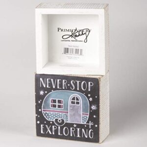 Primitives by Kathy 35293 Chalk Art Box Sign, 4" x 4", Never Stop Exploring