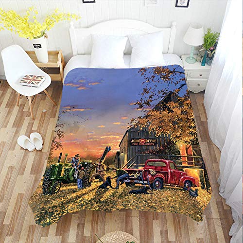 Moslion Soft Cozy Throw Blanket Old Farm Tractor Antique Fuzzy Warm Couch/Bed Blanket for Adult/Youth Polyester 60 X 80 Inches(Home/Travel/Camping Applicable)