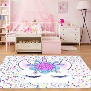 Area Rug Stars & Unicorn Area Rug for Living Room Bedroom Playing Room 5'x6'