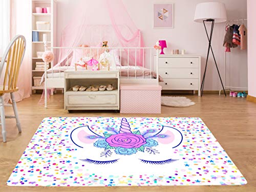 Area Rug Stars & Unicorn Area Rug for Living Room Bedroom Playing Room 5'x6'