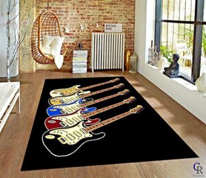 champion rugs musical instruments guitars music room modern carpet area rug (5’ 3” x 7’ 5”)