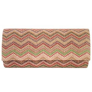 multi color chevron straw clutch, multicolor