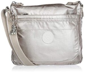 kipling women’s sebastian crossbody, super light, durable messenger, nylon shoulder bag, metallic glow