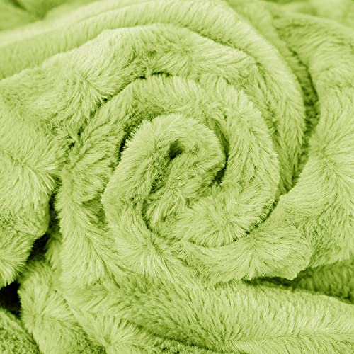 Home Soft Things Derby Double Sided Faux Fur Throw Blanket, Citron, 60'' x 80'', Soft Plush Heavy Comfy Couch Sofa Bed Cover for Winter Snuggly Gorgeous Blanket for Adults