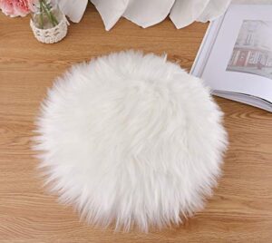 moskos 12inches white sheepskin artificial fur seat pad round carpet