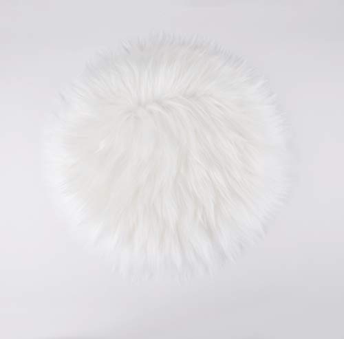 MOSKOS 12inches White Sheepskin Artificial Fur Seat Pad Round Carpet