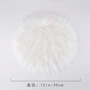 MOSKOS 12inches White Sheepskin Artificial Fur Seat Pad Round Carpet