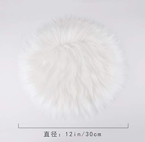 MOSKOS 12inches White Sheepskin Artificial Fur Seat Pad Round Carpet