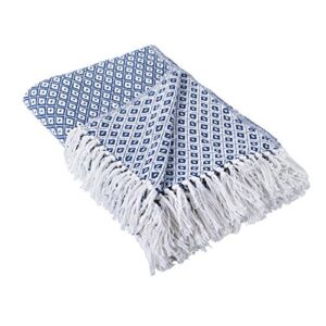 dii global mini diamond woven throw, 50×60, nautical blue