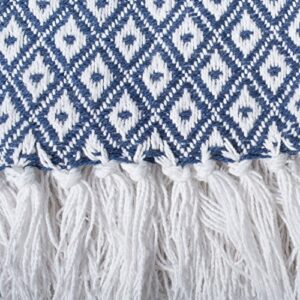 DII Global Mini Diamond Woven Throw, 50x60, Nautical Blue