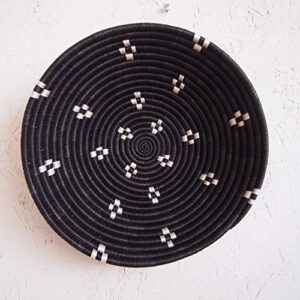 african basket- munazi/rwanda basket/woven bowl/sisal & sweetgrass basket/black, white