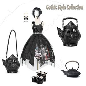 Gothic Purse, Teapot Shaped Crossbody Handbag Novelty Witchy Gift Top-handle Funky Tote Women's Shoulder Bags