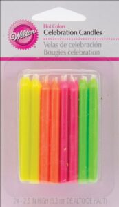 wilton birthday candles, 2.5-inch, hot colors, 24-pack