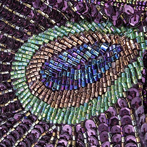 KISSCHIC Vintage Beaded Sequin Peacock Clutch Purse Evening Bags (Purple)