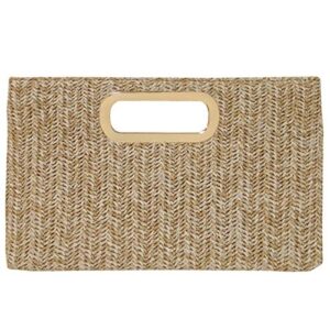 top handle straw clutch (natural) large