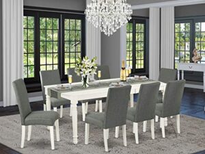 east west furniture dodr9-lwh-07 dining room table set, 9-piece