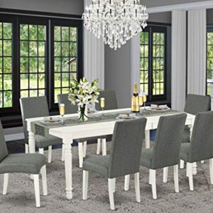 East West Furniture DODR9-LWH-07 Dining Room Table Set, 9-Piece