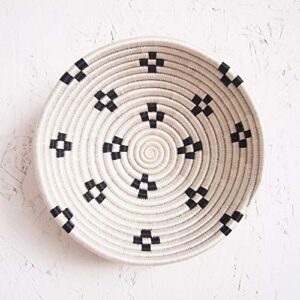 small african basket- maraba/rwanda basket/woven bowl/sisal & sweetgrass basket/black, white