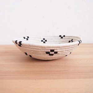 Small African Basket- Maraba/Rwanda Basket/Woven Bowl/Sisal & Sweetgrass Basket/Black, White