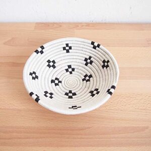 Small African Basket- Maraba/Rwanda Basket/Woven Bowl/Sisal & Sweetgrass Basket/Black, White