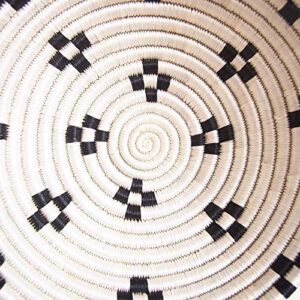 Small African Basket- Maraba/Rwanda Basket/Woven Bowl/Sisal & Sweetgrass Basket/Black, White