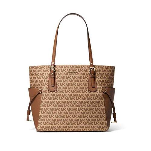 Michael Kors Voyager Logo Jacquard Tote Bag , Beige Ebony