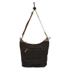 Myra Bag Mid Town Tide Upcycled Canvas & Cowhide Leather Shoulder Bag S-1583