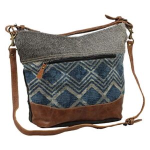 Myra Bag Mid Town Tide Upcycled Canvas & Cowhide Leather Shoulder Bag S-1583