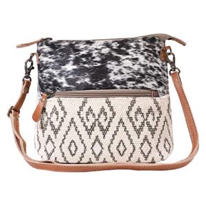 myra bag gloss upcycled canvas & cowhide leather crossbody bag s-1617