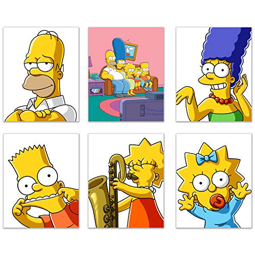 Simpsons Poster Prints - Set of 6 (8 inches x 10 inches) Movie Poster Prints - Bart Homer Marge Lisa Maggie