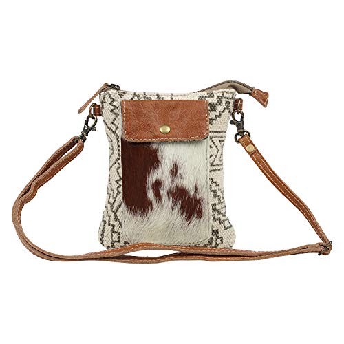 Myra Bag Vuierra Rivet Upcycled Canvas & Cowhide Leather Small Crossbody Bag S-1563