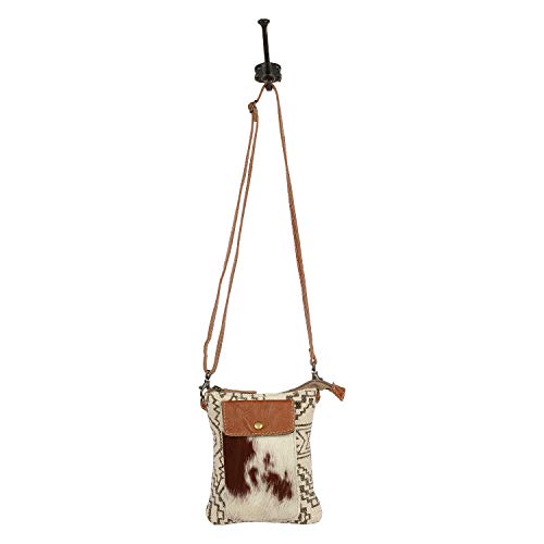 Myra Bag Vuierra Rivet Upcycled Canvas & Cowhide Leather Small Crossbody Bag S-1563