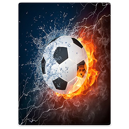 HommomH 60" x 80" Blanket Comfort Cozy Soft Warm Throw One Sides Soccer Flame Fire