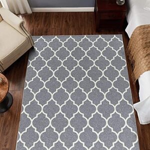 jinchan area rug 3×5 door mat kitchen rug moroccan rug indoor geometric mat soft quatrefoil trellis doormat non slip bathroom rug low profile floor cover entryway for dining room heathered dark grey