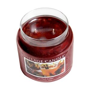 Village Candle Mulled Cider Large Glass Apothecary Jar Scented Candle, 21.25 oz, Red