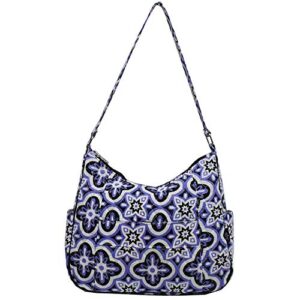 ngil quilted cotton hobo shoulder bag (quatrefoil paradise black)