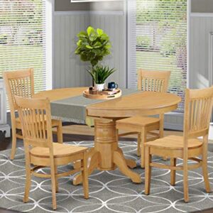 East West Furniture AVVA5-OAK-W Dining Set, Wood Seat